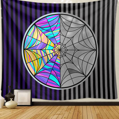Hifuwan Wednesday Spiderweb Window Tapestry Backdrop Poster Gothic ...