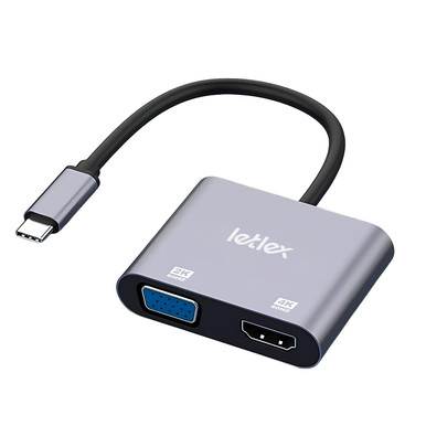 LETLEX USBC to VGA/HDMI Adapter USB C Hub Multiport Adapter USB HDMI ...