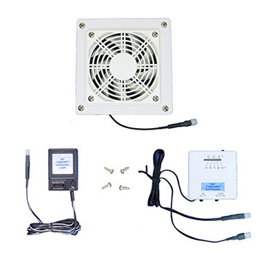AV Cabinet cooling fan system with thermostat & multi-speed (white ...