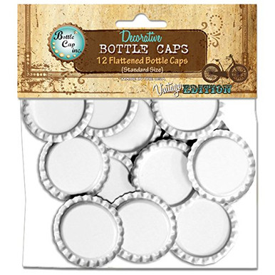 Bottle Cap White Flattened Standard Bottle Caps, 12 Per Package ...
