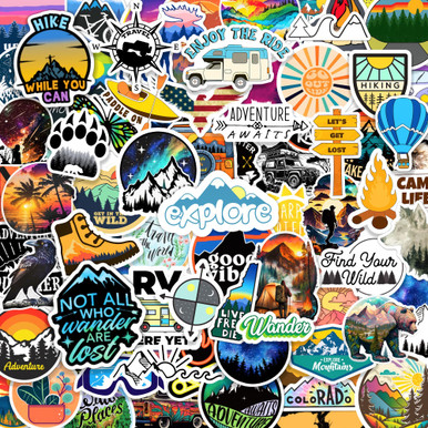 200 Pieces Outdoor Hiking Stickers,Camping Sticker Pack Waterproof ...