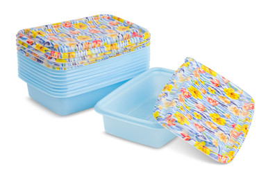 CORE KITCHEN Floral Waves Blue 9 x 6.3 Polypropylene Food Storage ...