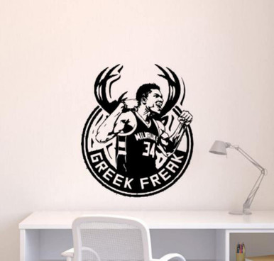 Greek Freak Wall Decal Giannis Antetokounmpo Vinyl Sticker Milwaukee 34 ...