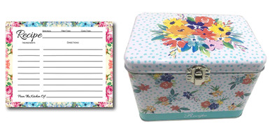 Pioneer Woman Recipe Box with Cards (50 Count Floral Recipe Cards ...