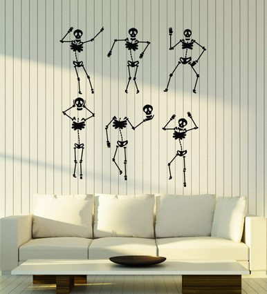 Vinyl Wall Decal Dancing Skeletons Skull Bones Horror Stickers Mural ...