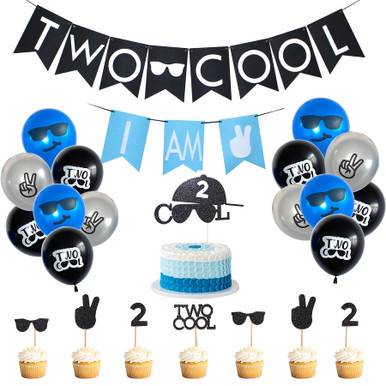 Two Cool Birthday Party Decorations Supplies, Two Cool Banner Cake ...