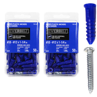 100 Piece Expansion Anchors with Screws Assortment Set, Designed for ...
