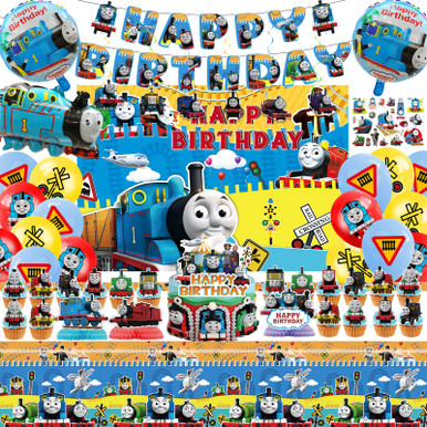 102 Pcs Cartoon Train Theme Party Decorations, Including Train Birthday ...