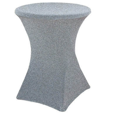 Silver Glitter Cocktail Table Covers - Round Table Cover for 2.6-foot ...