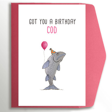 Cod Fish Themed Funny Birthday Card - "GOT YOU A BIRTHDAY COD", Happy ...