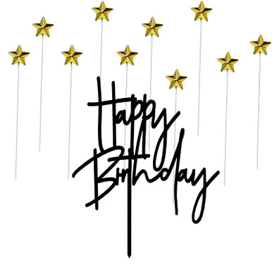 BIEUFBJI Happy Birthday Cake Topper Star Birthday Cake Topper, 11 pcs ...
