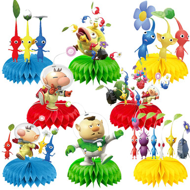 8Pcs Pikmin Party Decorations,Pikmin Theme Honeycomb Centerpieces Table ...