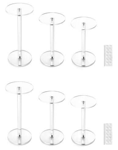 QWORK Round Acrylic Display Stand, 2 Sets Premium Clear Round Riser ...