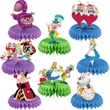 8 Pcs Alice in Wonderland Theme Honeycomb Centerpieces Table Toppers ...
