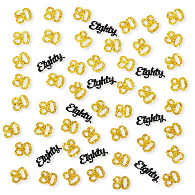Set of 100 Happy 80th Birthday Confetti, Gold Glitter Eighty Paper ...