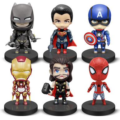 econoLED 6-Piece Superhero Action Figures Set, Small Collectible Toys ...