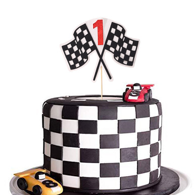 Racing Flags Cake Topper Any Age / Number - Glitter Race Car Cake ...