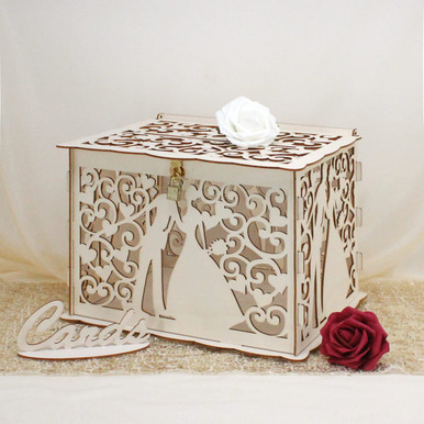 JOYLEX Wedding Money Box Holder with Mr Mrs Sign, Honeymoon Fund Box ...