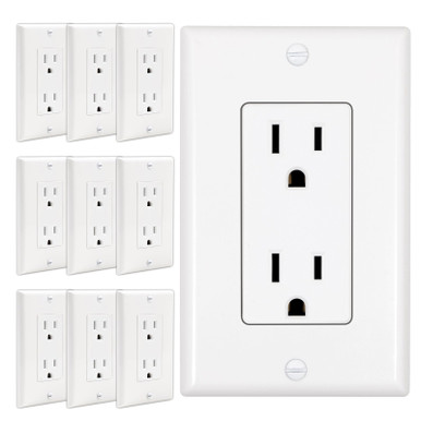 ThunderWay Decorator Receptacle Outlet with Wall Plate, Non-Tamper ...
