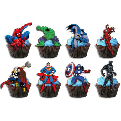 24 packs supper hero cupcake decoration, party theme cupcake insert row ...