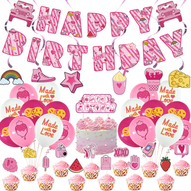 Preppy Birthday Party Decoration Fashion Party Supplies Include Happy ...