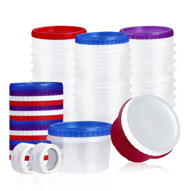 24 Pack 16oz Twist Top Containers with 2 Rolls Freezer Labels Twist Cap ...