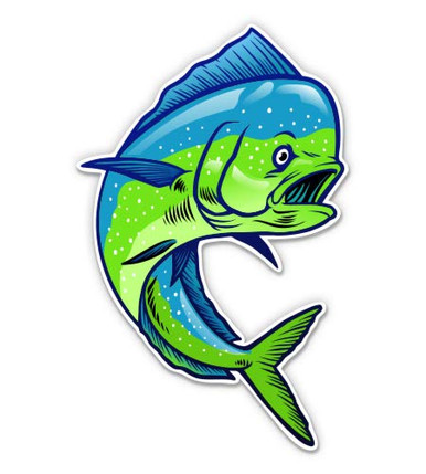 Mahi Mahi Fish Fishing Deep Sea - 3" Vinyl Sticker - for Car Laptop ...
