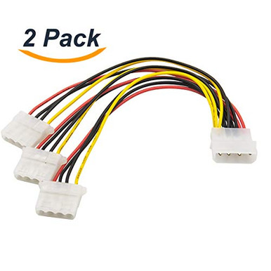 Computer Molex 4 Pin Power Supply to 3 Port Molex IDE Y Splitter Cable ...