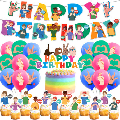 ASL Party Decorations Sign Language Birthday Party Decorations Includes ...