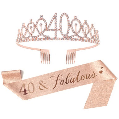 40th Birthday Sash & Tiara Set, 40 & Fabulous Glitter Sash Gifts for ...