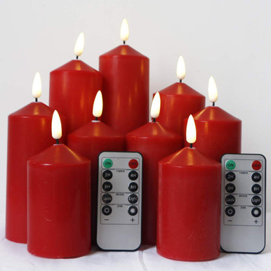 Madodo Set of 9 Flameless red Realistic Flameless Turquoise LED Candles ...