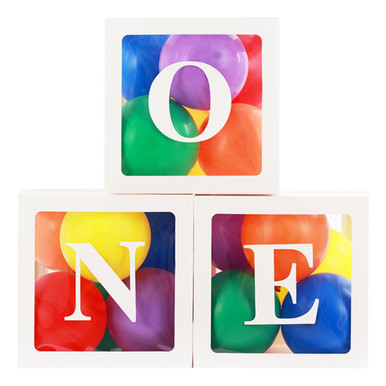 First Birthday Decorations for Boy Girls, ONE Balloon Boxes with ...