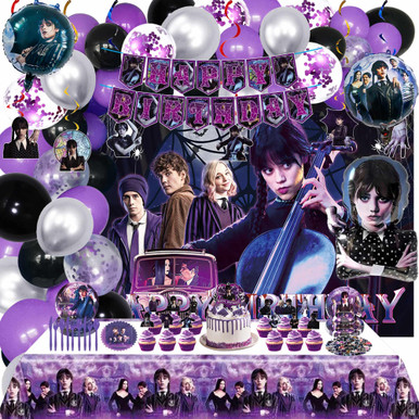 Wednesday Addams Birthday Supplies, Mega Wednesday Party Decorations ...