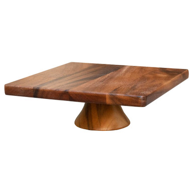 Villa Acacia Wood Cake Stand, 11 Inch Square Display with Wooden ...