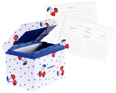 Kate Spade New York Recipe Box with Cards and Dividers, Kitchen Organizer Includes 40 Double ...