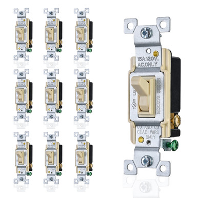 Faith Ivory 3-Way Toggle Light Switch (10-Pack) | 3-Way Standard Wall ...