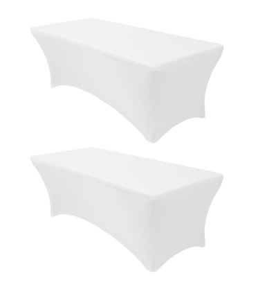 Banquet Tables Pro 8 Ft Rectangular Stretch Spandex Tablecover (White ...