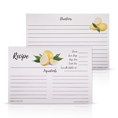 50-Pack Durable Recipe Cards 4x6 |Double Sided Recipe Cards | Lemon ...