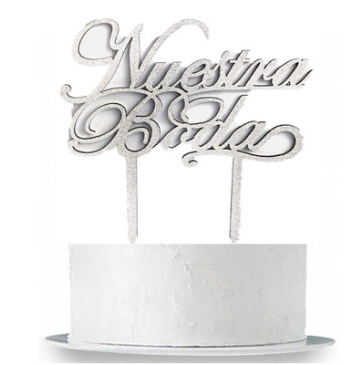 OOKI- Nuestra BODA Double Sided Glitter Cake Decor Cake Topper for ...