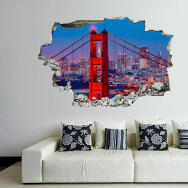 3D Self-adesive Removable Break Through The Wall Vinyl Wall Stickers ...