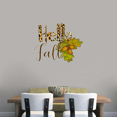 Hello Fall Door Decal, Fall Wall Stickers, Vinyl Wall Decals, Flower ...
