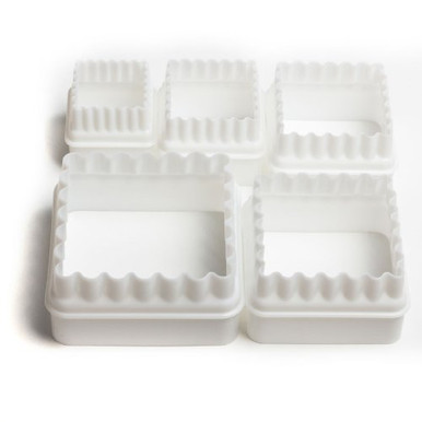5 Reversible Square Frill / Smooth Cookie / Fondant Cutters Sugar Craft ...