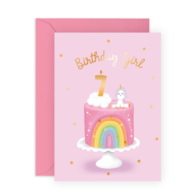 CENTRAL 23 Seventh Birthday Card for Girls - Happy 7th Birthday Card ...