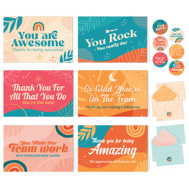 24 Employee Appreciation Cards with Envelopes - 6 Designs Work ...