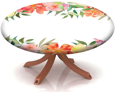 Round Table Cover Floral Pattern, Elastic Edge,Dining Table Round ...