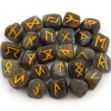 Labradorite Runes Crystal Quartz Gemstone Rune Stones Viking Rune Set ...