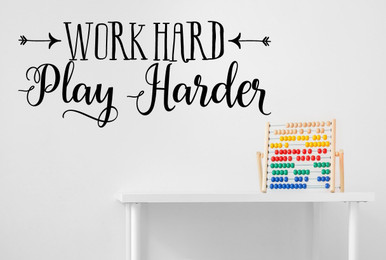 Work Hard Play Harder Wall Decal - Home Decor - Wall Sticker - Office ...