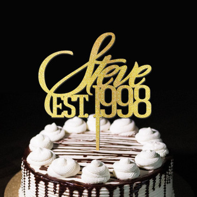 Custom Golden 34th Happy Birthday Cake Topper Est 1998 Name 34 Years ...