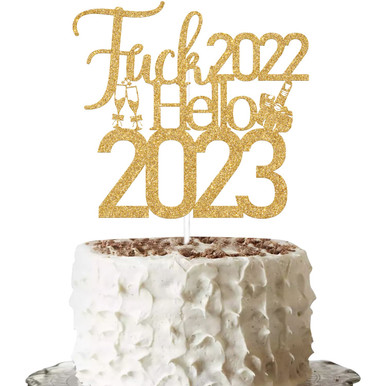 Hello 2023 Cake Topper Gold Glitter, Happy New Year 2023 Cake Topper ...