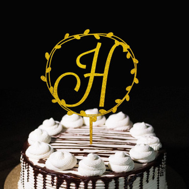 Initial H Letter Cake Topper Gold Personalised Any Letters For Wedding ...